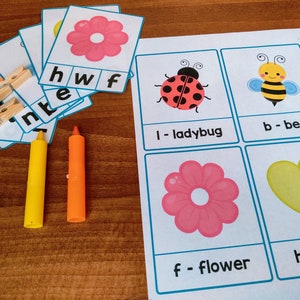 Printable Phonics Beginning Sound Flashcards and Clip Cards, Phonics ...
