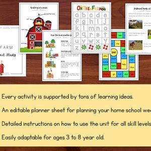 Farm Kindergarten Homeschool Lesson, Farm to Table Unit Study, Spring ...