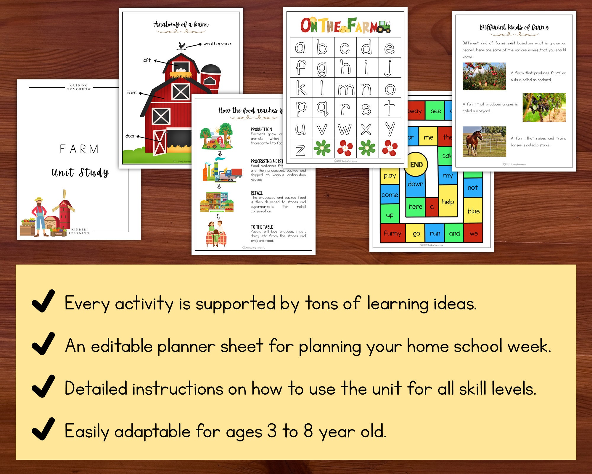Farm Kindergarten Homeschool Lesson, Farm to Table Unit Study, Spring ...