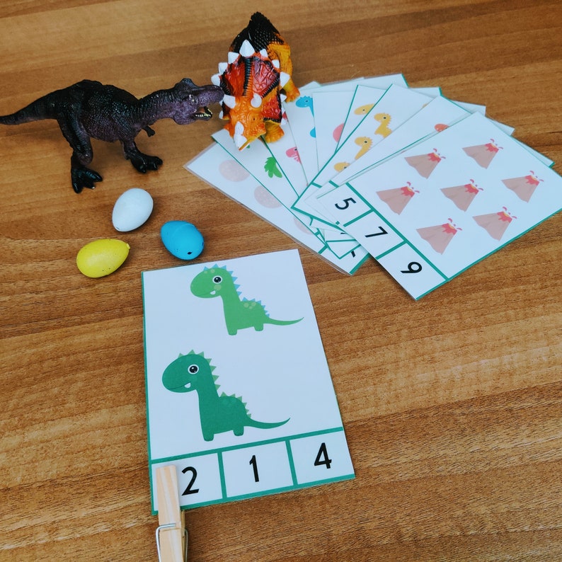 Dinosaur Playdoh Number Mats, Count and Clip Cards, Toddler Quiet ...