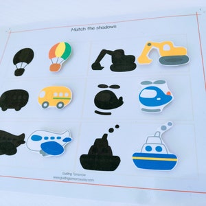 Shadow Matching Busy Book Page, Toddler Learning Binder, Prek Busy Book ...