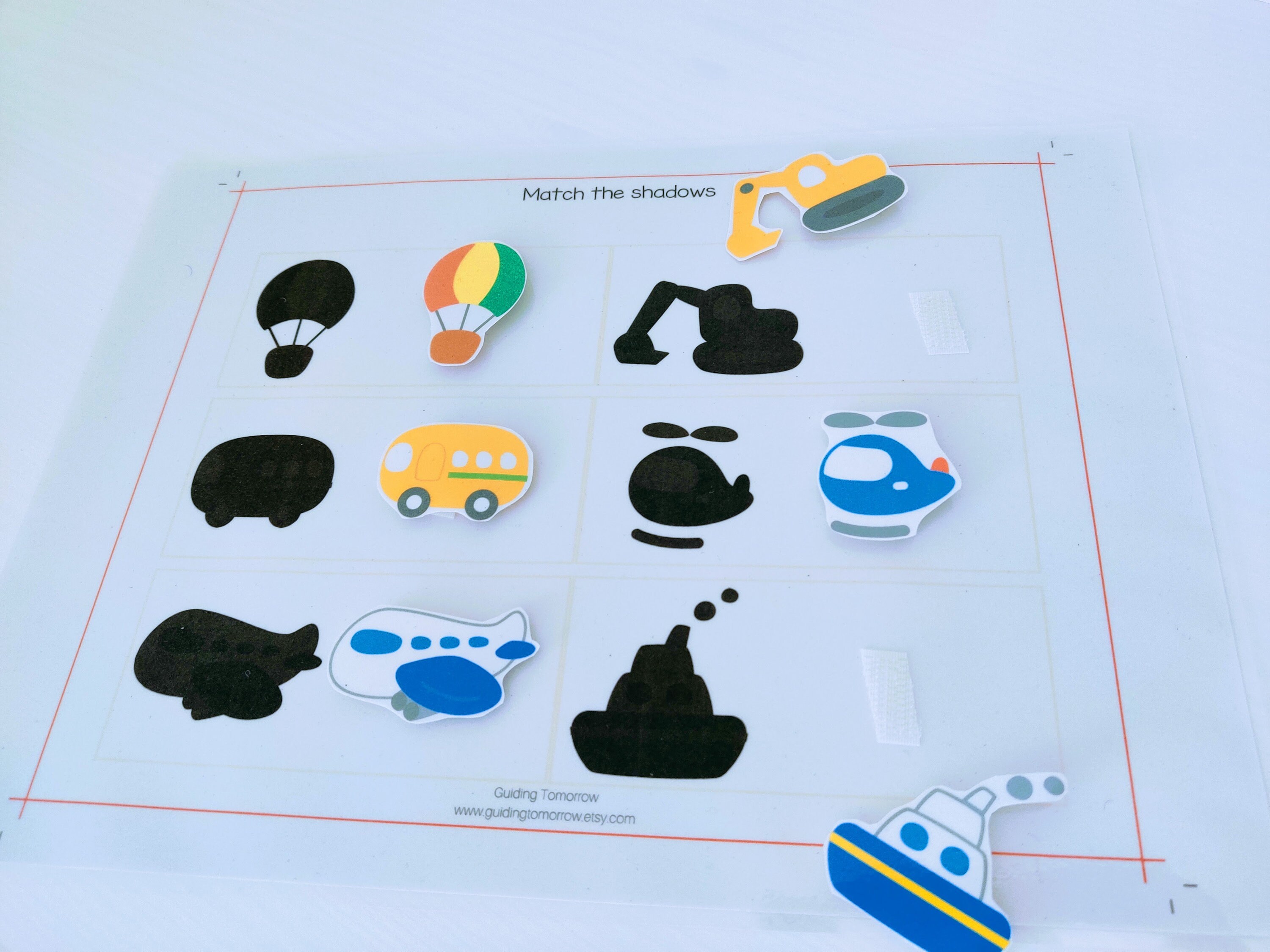 Shadow Matching Busy Book Page, Toddler Learning Binder, Prek Busy Book ...
