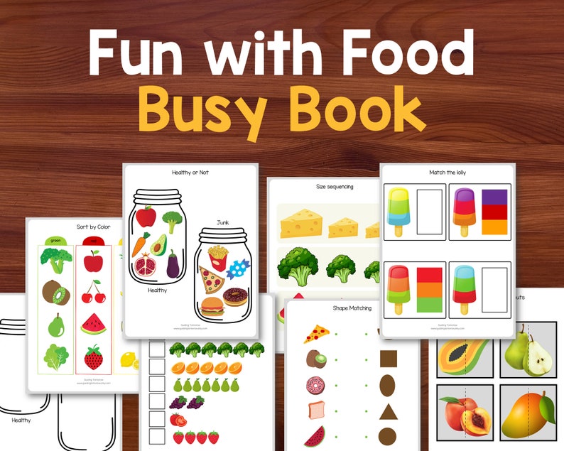 Toddler Busy Book Printable, Food Activity Book and Learning Folder ...