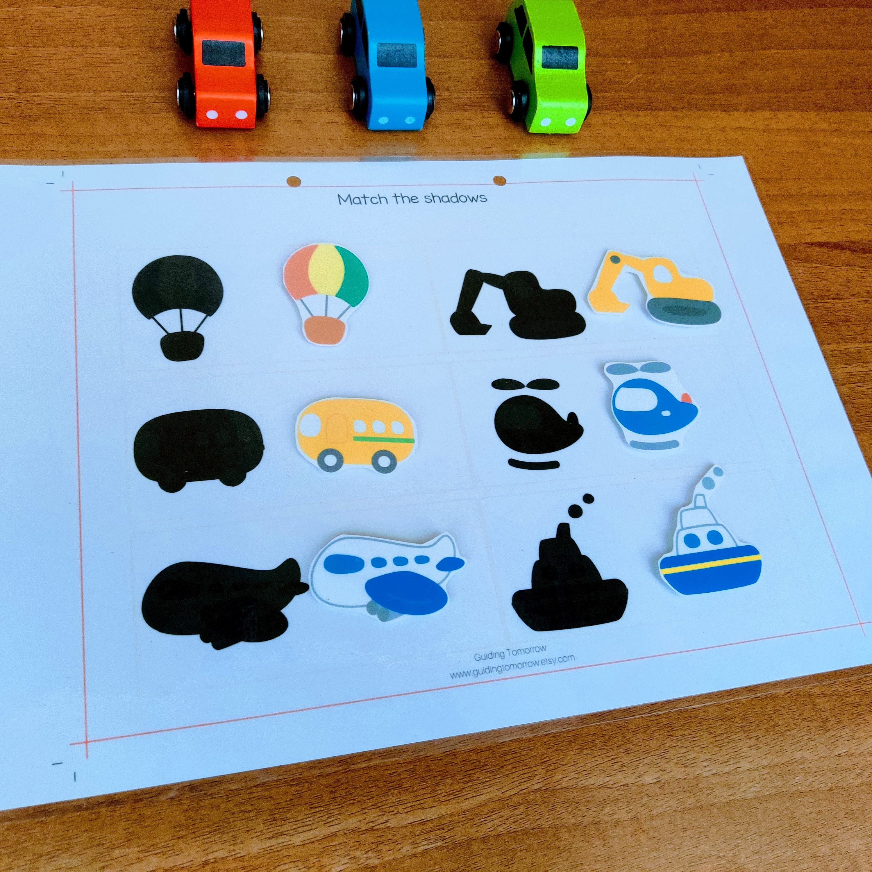 Shadow Matching Busy Book Page, Toddler Learning Binder, Prek Busy Book ...