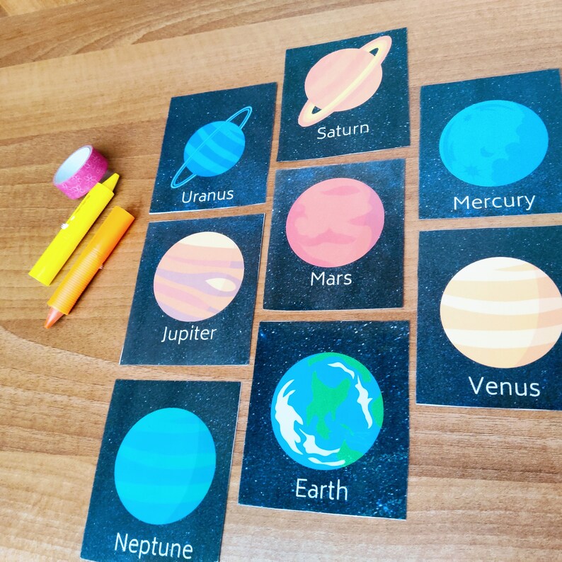 Solar System Flash Cards, Planet Flashcards, Science Flashcards for ...