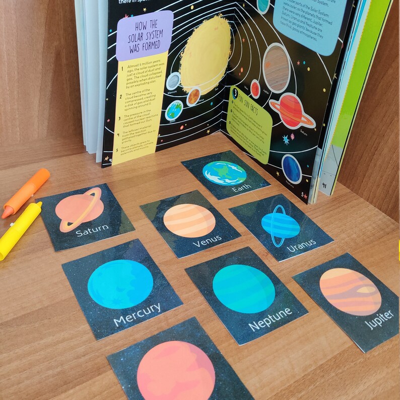 Solar System Flash Cards, Planet Flashcards, Science Flashcards for ...