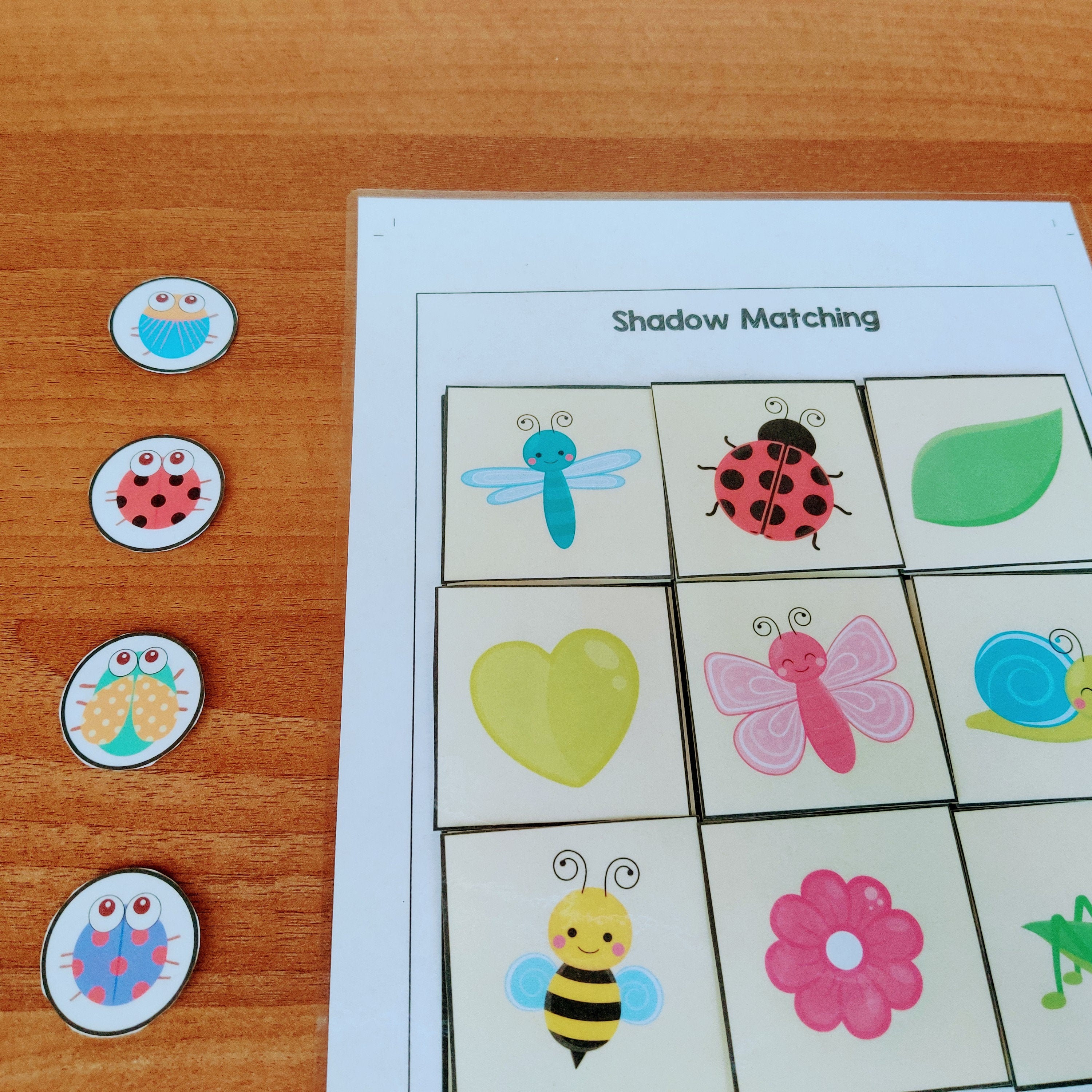Shadow Matching Activity, Toddler Busy Book Printable Page, Bugs and ...