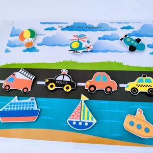 Transportation Modes, Toddler Busy Book Page, Toddler Learning Binder ...