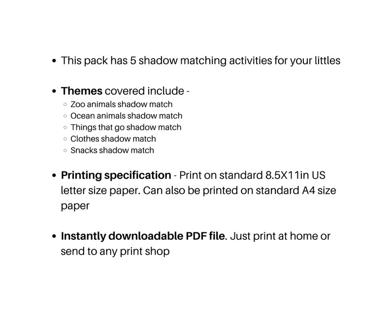 Printable Toddler Activities for Shadow Matching, Toddler Busy Book ...