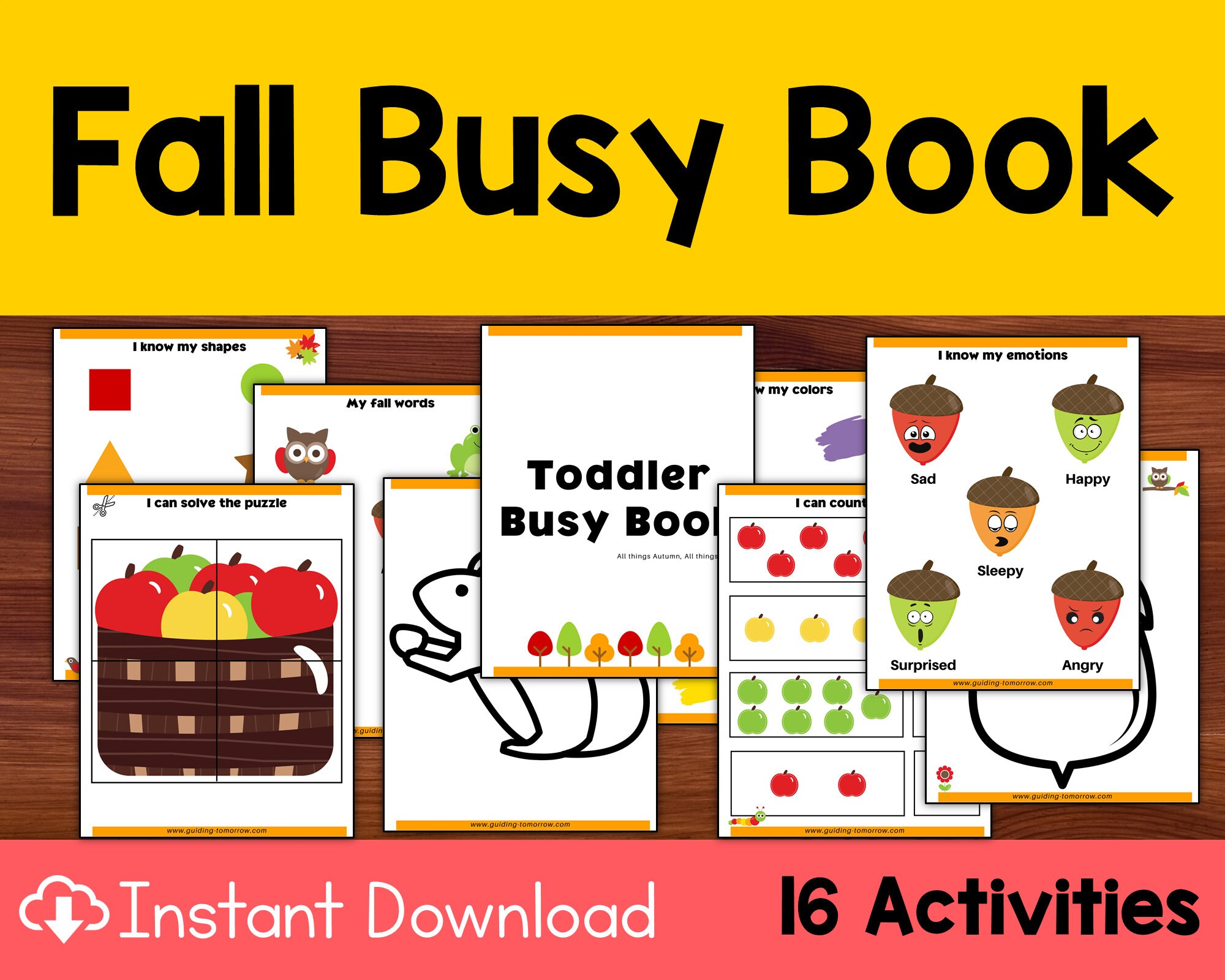 Fall Autumn Toddler Busy Book Printable, Busy Binder Learning Folder ...