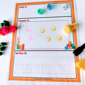 Counting Dice Game Printable, Math Activity, Homeschool Worksheet ...