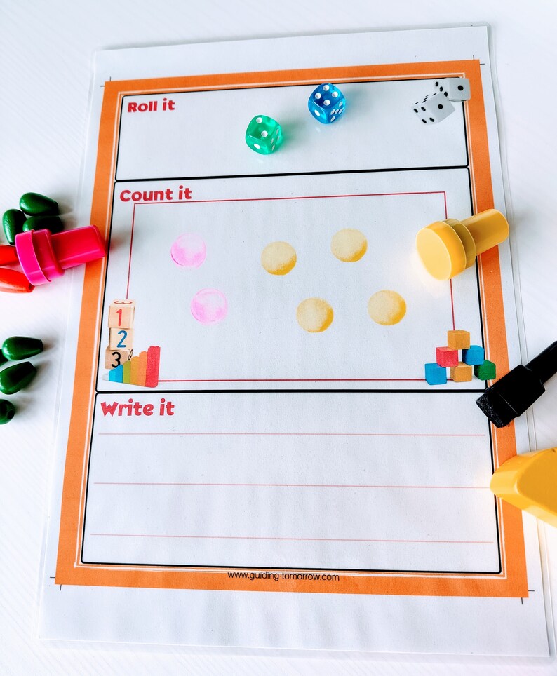Counting Dice Game Printable, Math Activity, Homeschool Worksheet ...