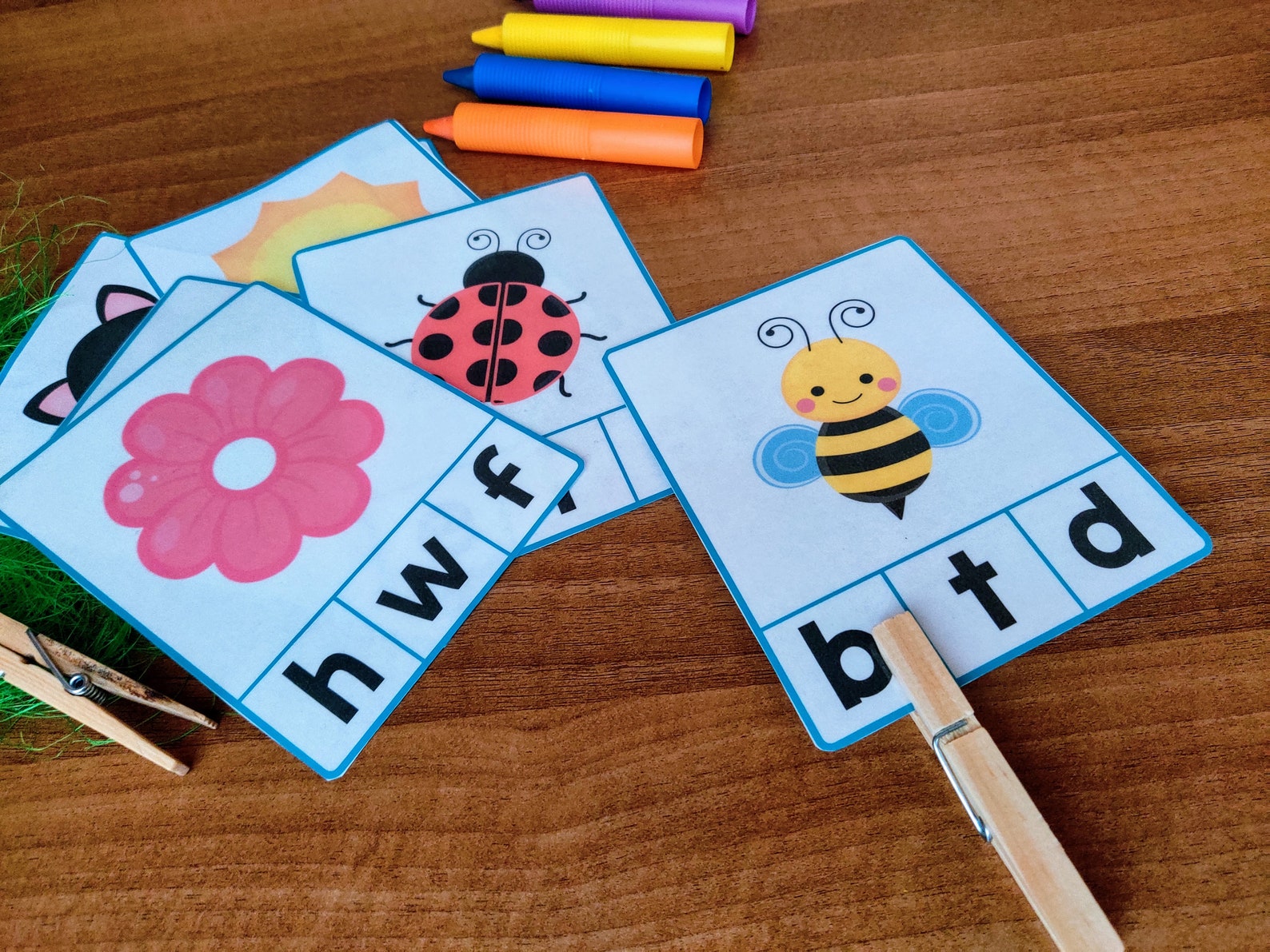 Printable Phonics Beginning Sound Flashcards and Clip Cards, Phonics ...