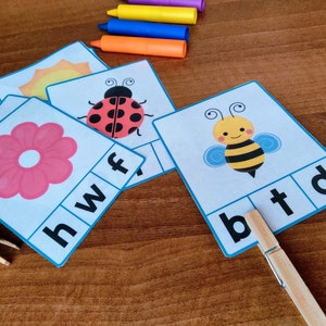 Printable Phonics Beginning Sound Flashcards and Clip Cards, Phonics ...