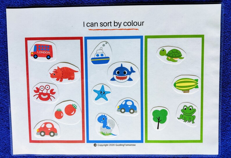 Toddler Sorting Activity, Toddler Busy Book Printable, Preschool ...