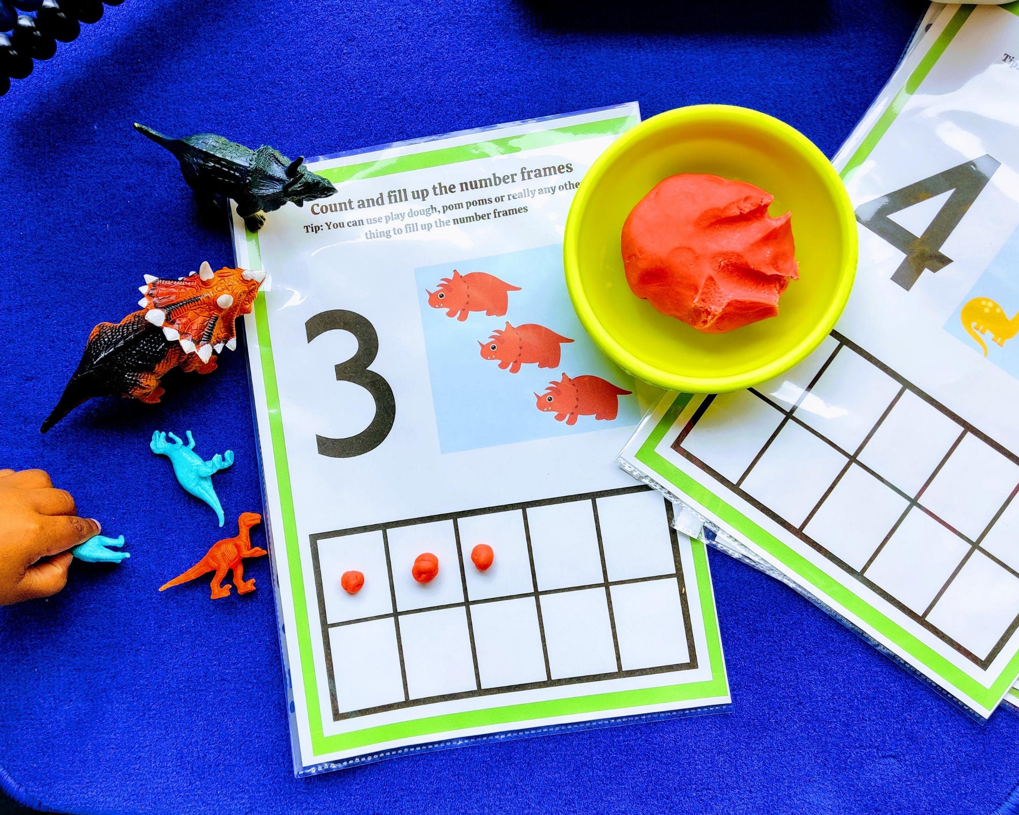 Dinosaur Playdoh Number Mats, Count and Clip Cards, Toddler Quiet ...