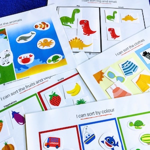 Toddler Sorting Activity, Toddler Busy Book Printable, Preschool ...