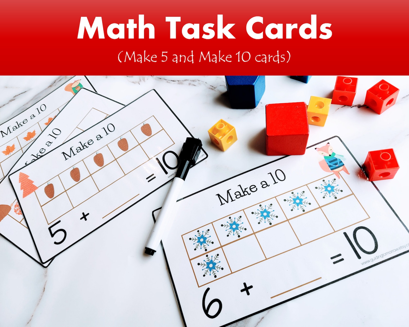 Preschool, Pre-k and Kindergarten Math Task Cards for Addition to 5 and ...