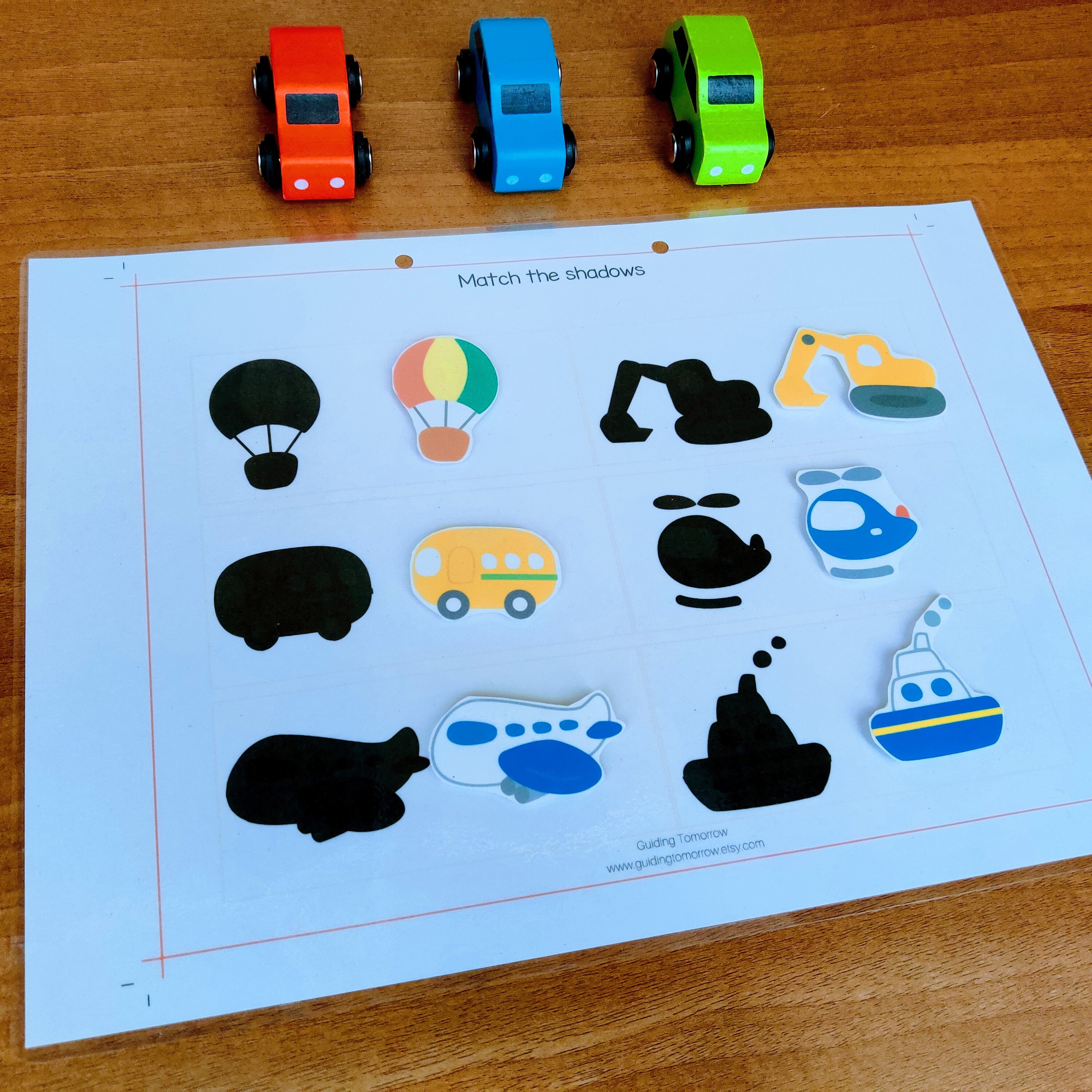 Shadow Matching Busy Book Page, Toddler Learning Binder, Prek Busy Book ...