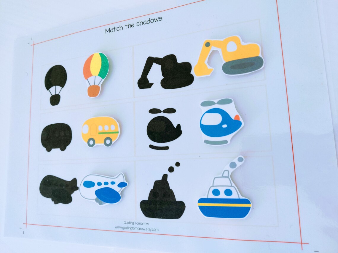 Shadow Matching Busy Book Page Toddler Learning Binder Prek - Etsy