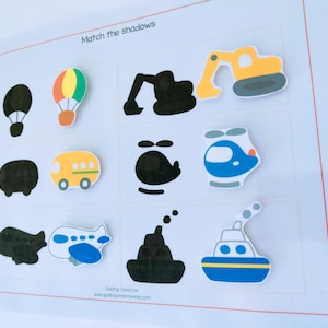 Shadow Matching Busy Book Page, Toddler Learning Binder, Prek Busy Book ...