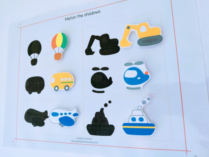 Shadow Matching Busy Book Page, Toddler Learning Binder, Prek Busy Book ...