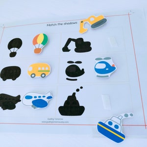 Shadow Matching Busy Book Page, Toddler Learning Binder, Prek Busy Book ...