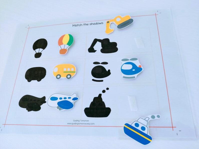 Shadow Matching Busy Book Page, Toddler Learning Binder, Prek Busy Book ...