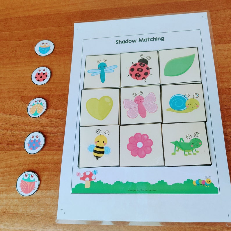 Shadow Matching Activity, Toddler Busy Book Printable Page, Bugs and ...