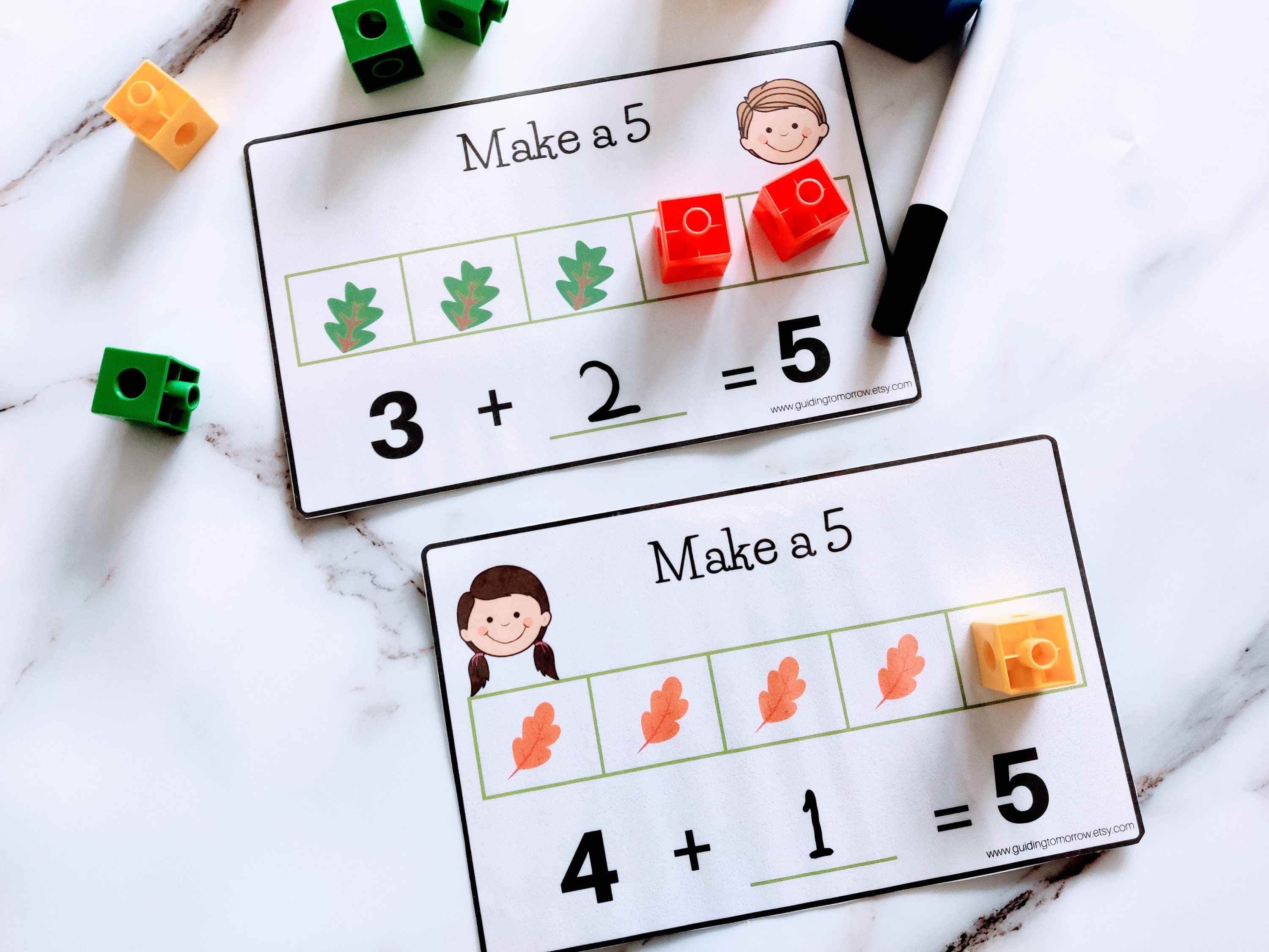 Preschool, Pre-k and Kindergarten Math Task Cards for Addition to 5 and ...