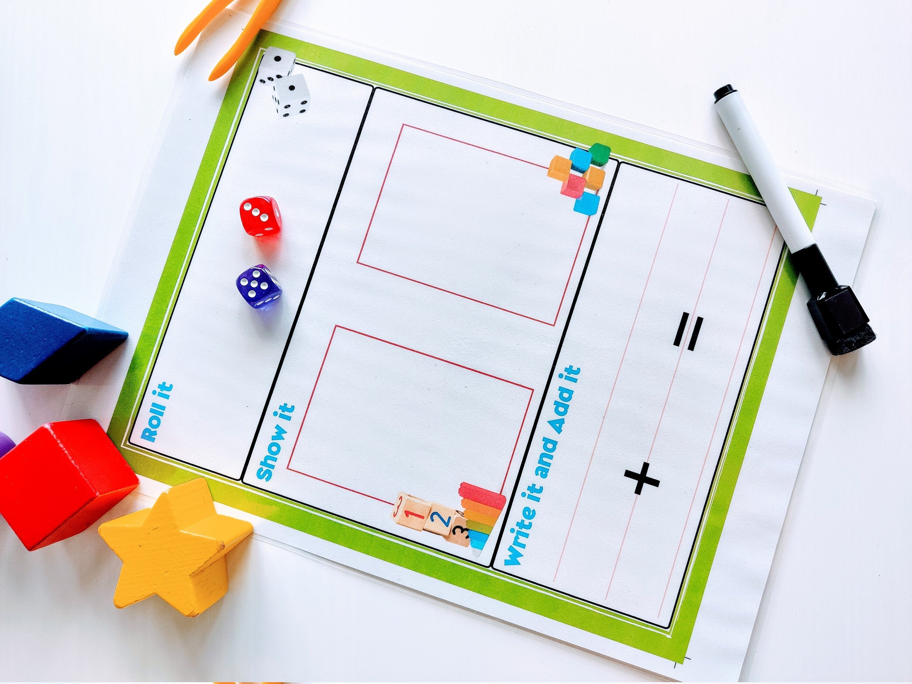 Addition Dice Game Printable, Math Activity for Homeschool Worksheet ...