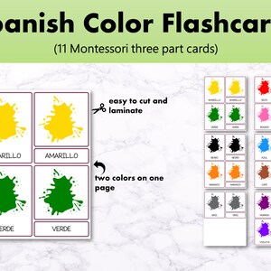 Spanish Flashcards for Toddlers, Color Flash Cards, Montessori Flash ...