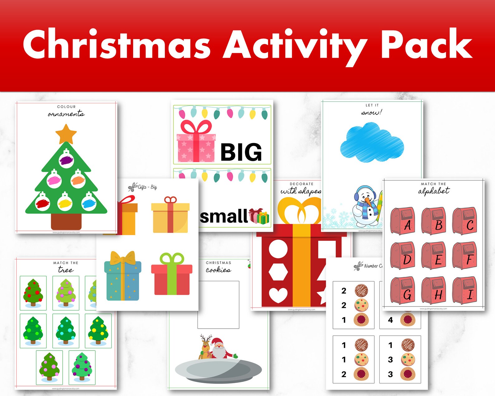 Christmas Activity Pack Busy Book Toddler Learning Binder Preschool ...