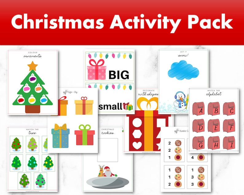Christmas Activity Pack Busy Book Toddler Learning Binder Preschool ...