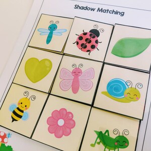 Shadow Matching Activity, Toddler Busy Book Printable Page, Bugs and ...