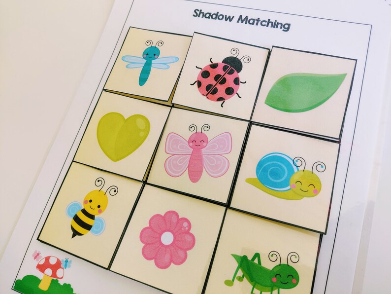 Shadow Matching Activity, Toddler Busy Book Printable Page, Bugs and ...