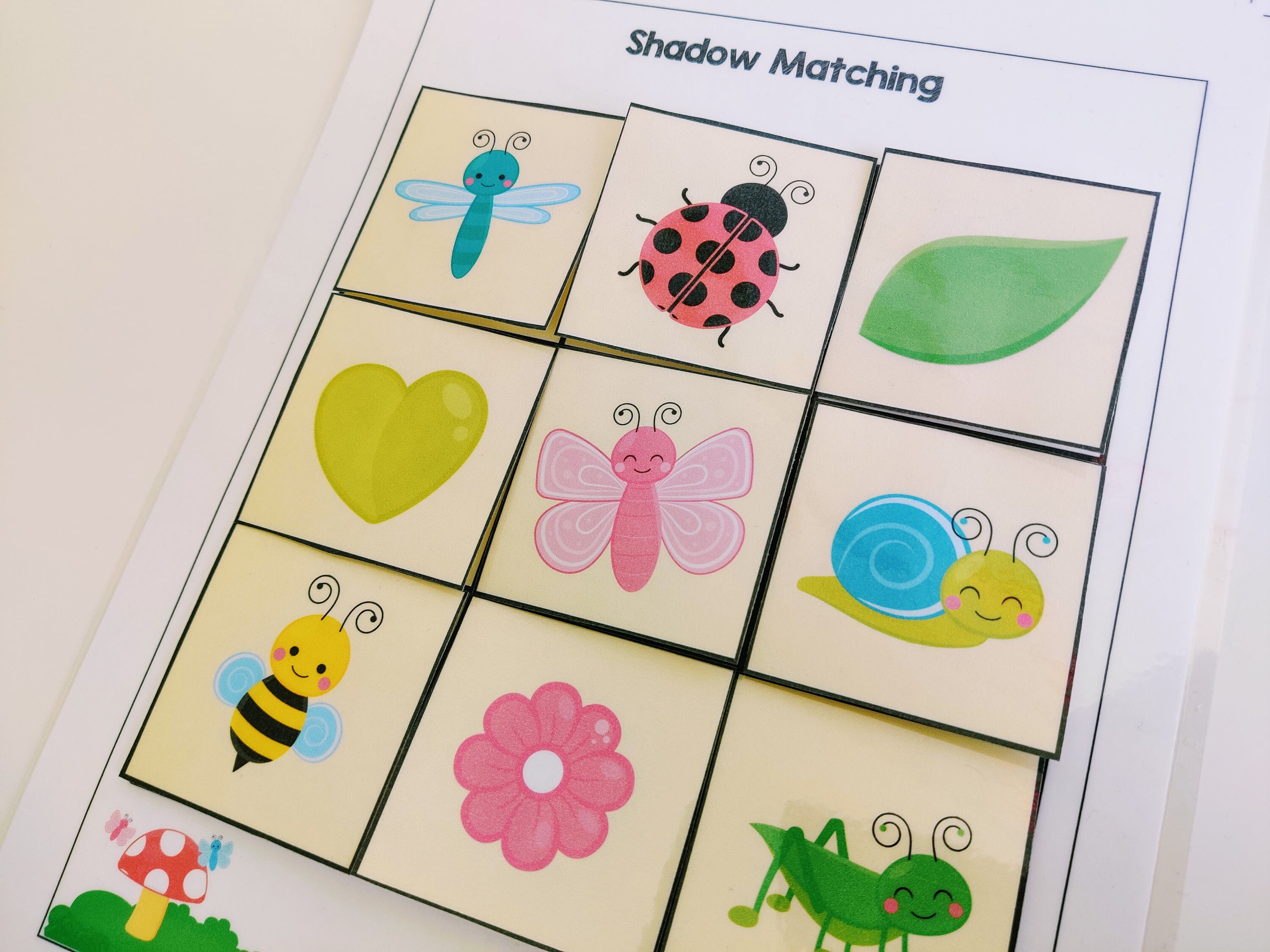 Shadow Matching Activity, Toddler Busy Book Printable Page, Bugs and ...