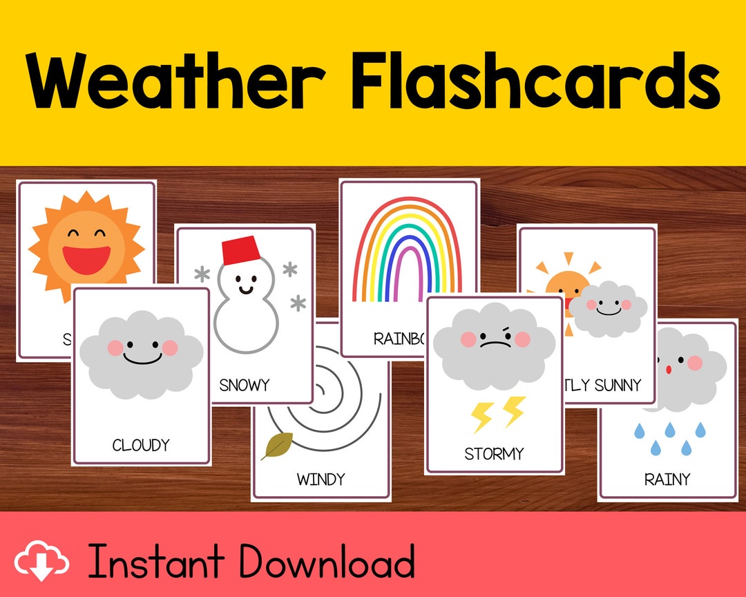 Tarjetas didácticas meteorológicas para niños pequeños, tarjetas ...