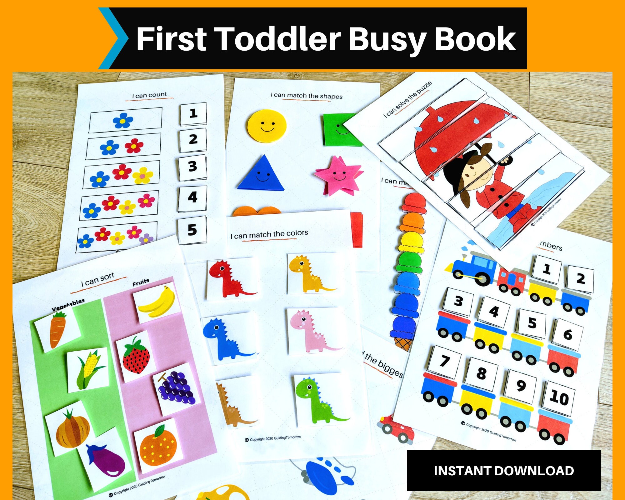 Printable Toddler Busy Book Toddler Learning Binder Download - Etsy 日本