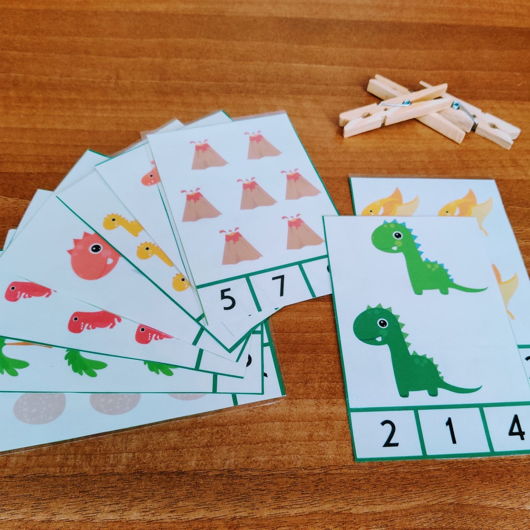 Dinosaur Playdoh Number Mats, Count and Clip Cards, Toddler Quiet ...
