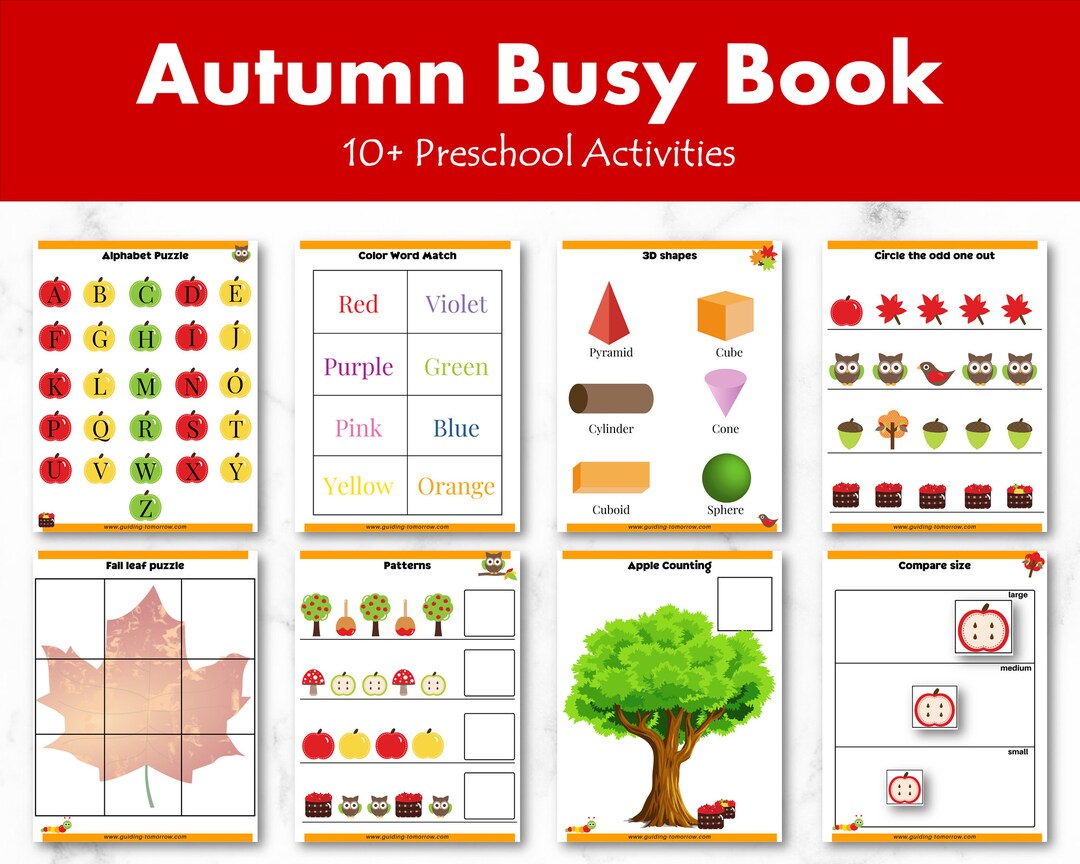Fall Autumn Printable Busy Book for Toddlers and Preschool, Fall ...