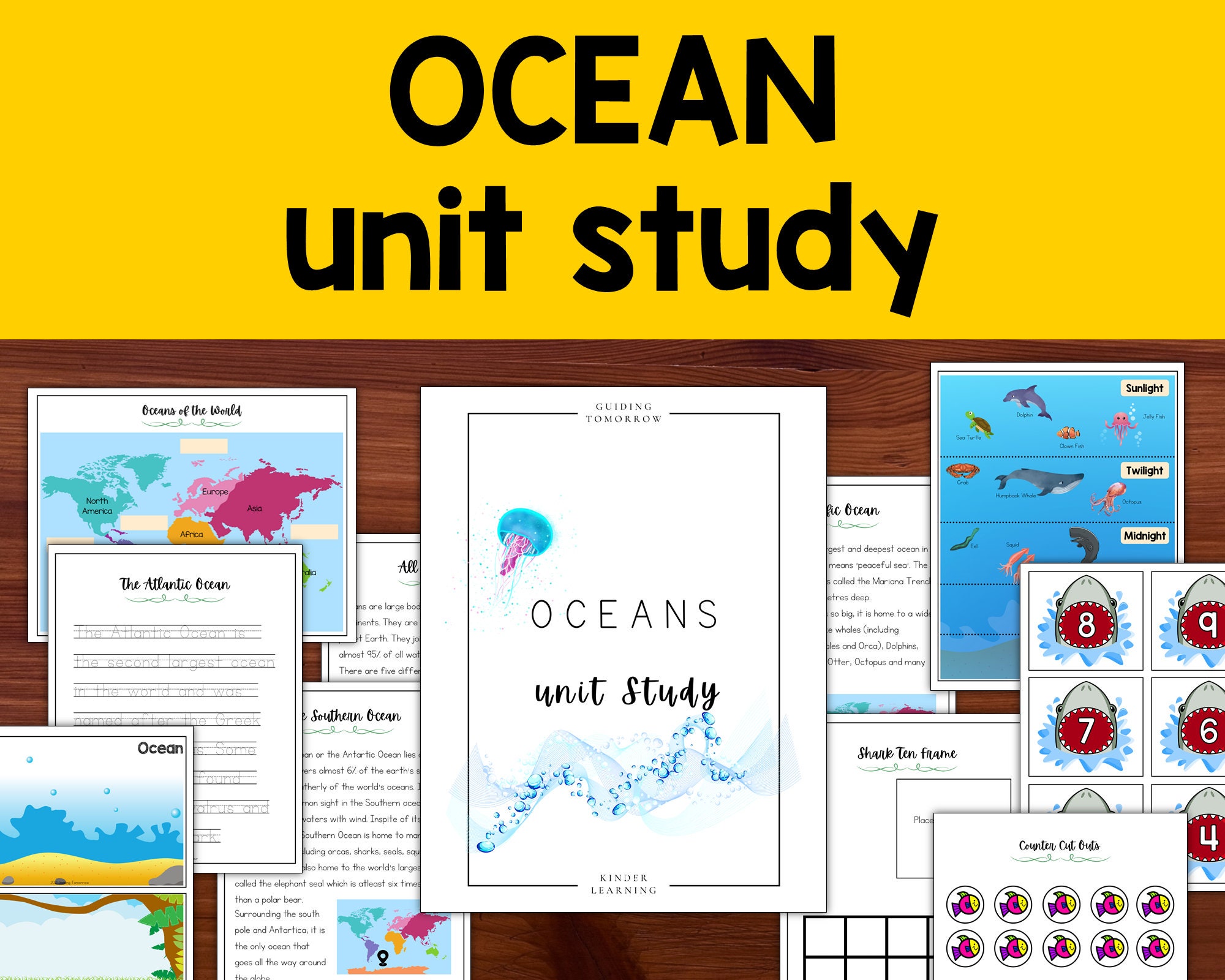 Oceans of the World Unit Study, Ocean Zones Poster, Homeschool Learning ...
