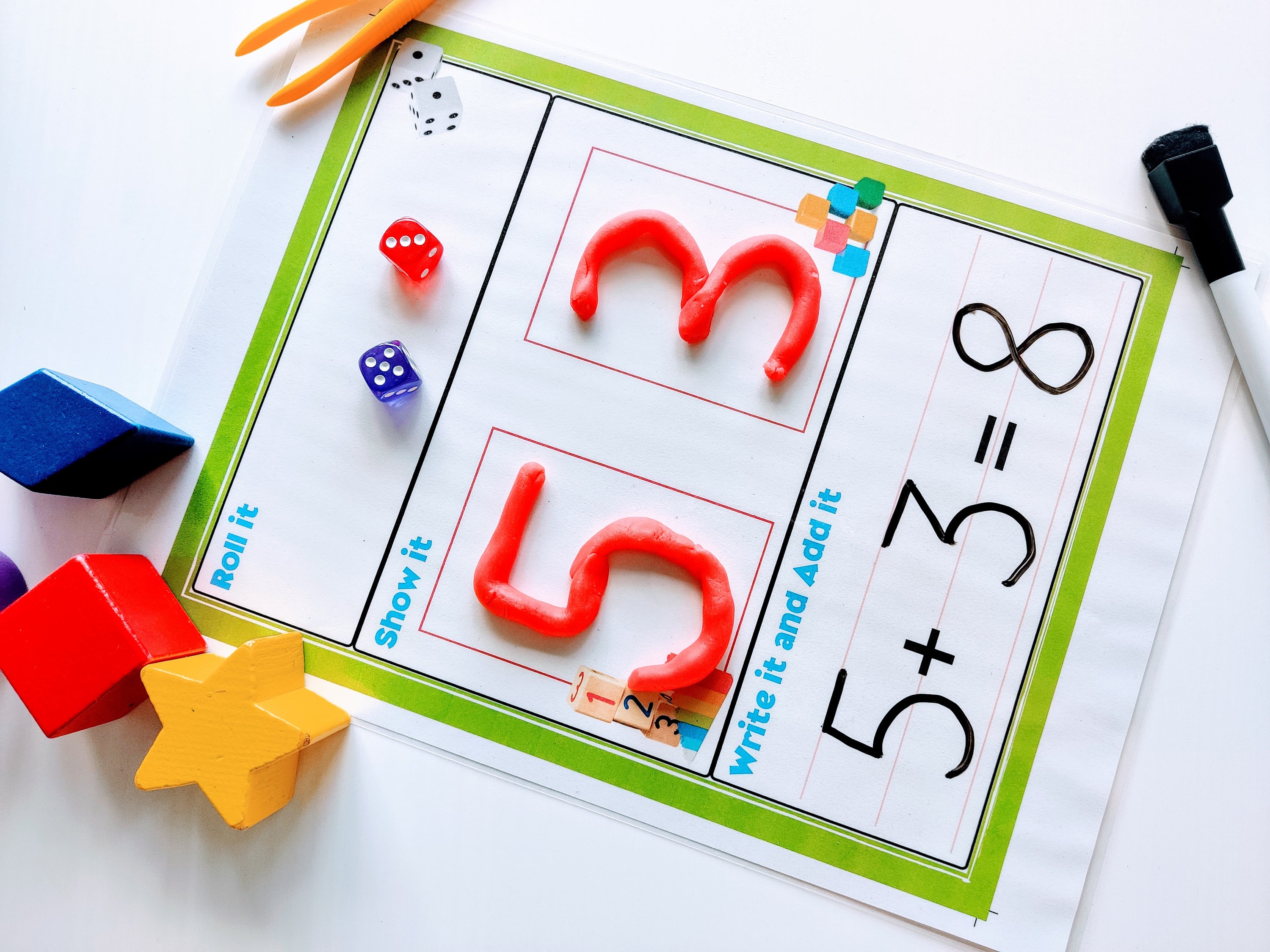 Addition Dice Game Printable, Math Activity for Homeschool Worksheet ...