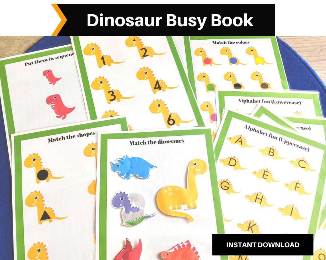 Dinosaur Busy Book Printable Toddler Busy Book Quiet Time - Etsy