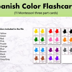Spanish Flashcards for Toddlers, Color Flash Cards, Montessori Flash ...