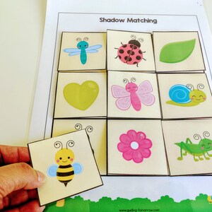 Shadow Matching Activity, Toddler Busy Book Printable Page, Bugs and ...