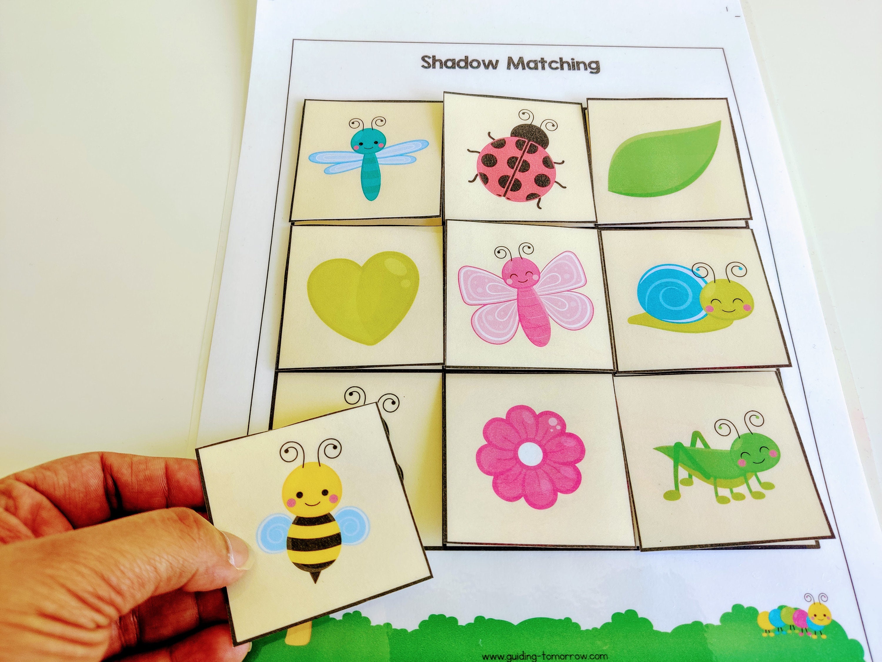 Shadow Matching Activity, Toddler Busy Book Printable Page, Bugs and ...