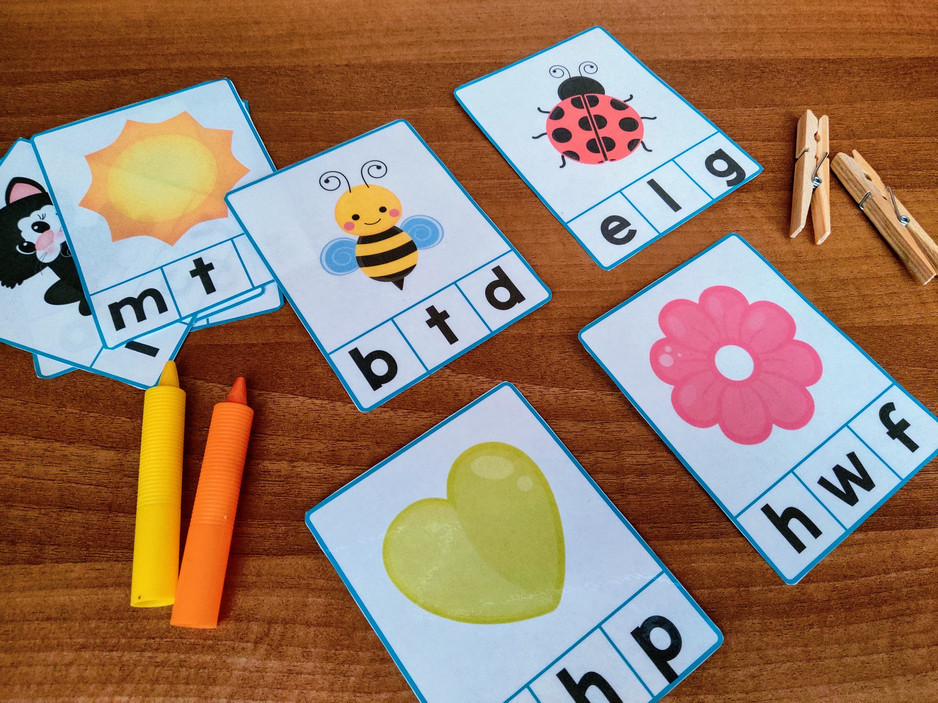 Printable Phonics Beginning Sound Flashcards and Clip Cards, Phonics ...