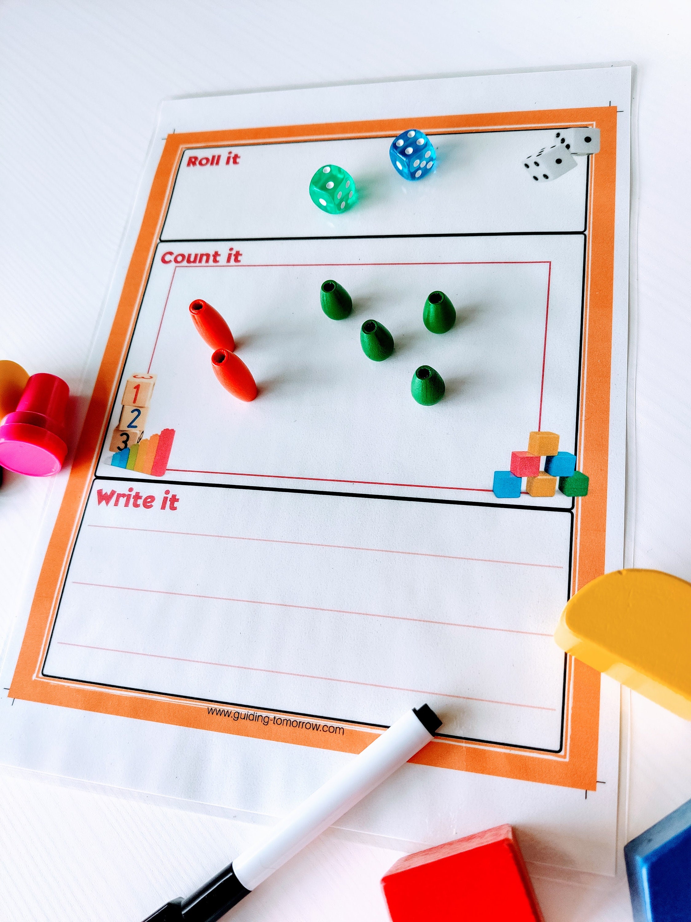 Counting Dice Game Printable, Math Activity, Homeschool Worksheet ...