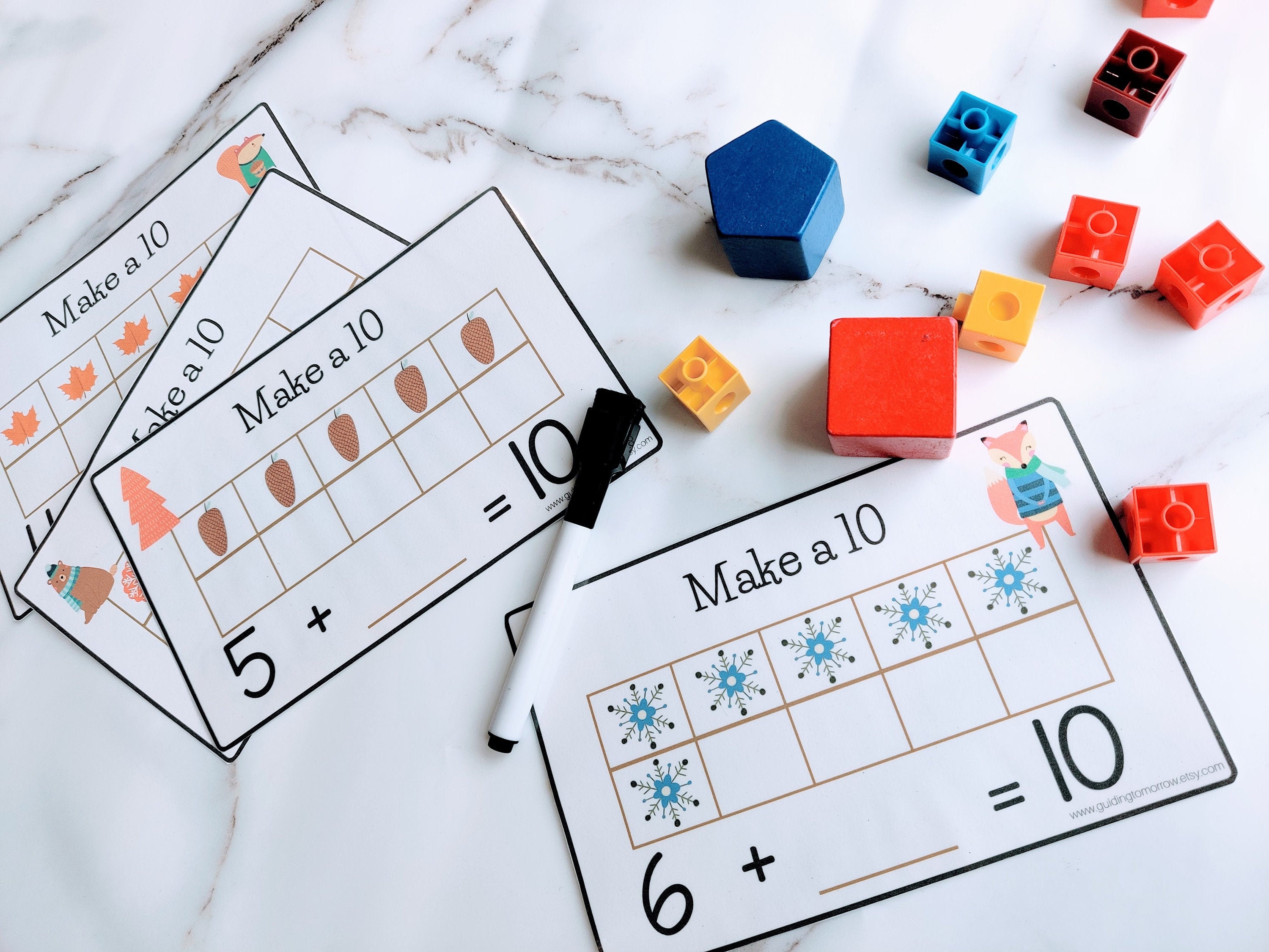 Preschool, Pre-k and Kindergarten Math Task Cards for Addition to 5 and ...